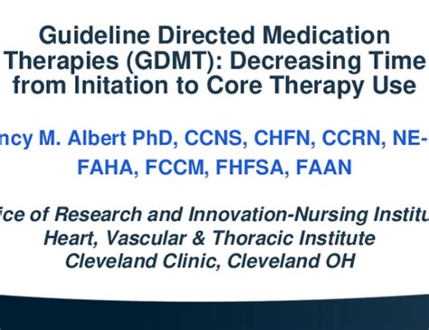 Guideline Directed Medication Therapies Gdmt Decreasing Time From Initiation To Core Therapy