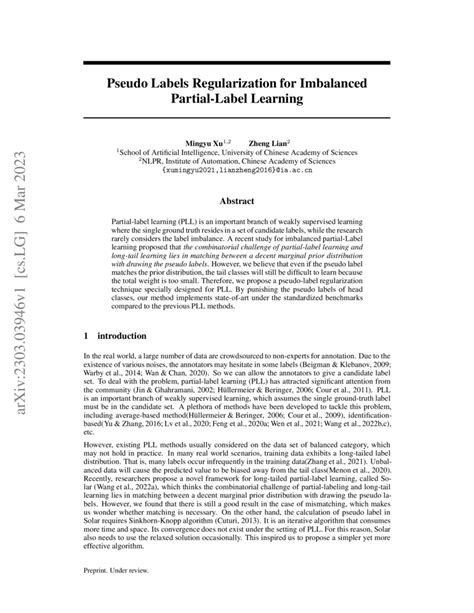 Pseudo Labels Regularization For Imbalanced Partial Label Learning Deepai