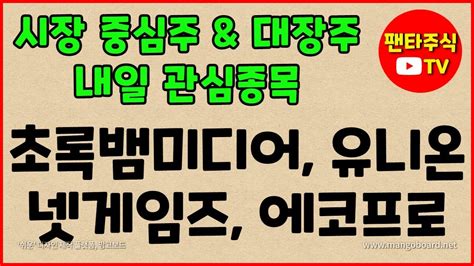 주식 대장주and 내일 관심종목유니온넷게임즈세종메디칼에코프로쎄미시스코엔케이맥스남해화학엔켐한일시멘트다날엠게임경동제약코윈테크 Youtube