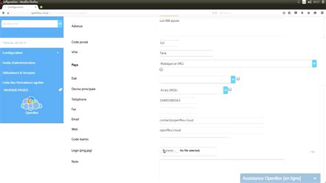 configuration des informations de votre société dans openflex [tuto