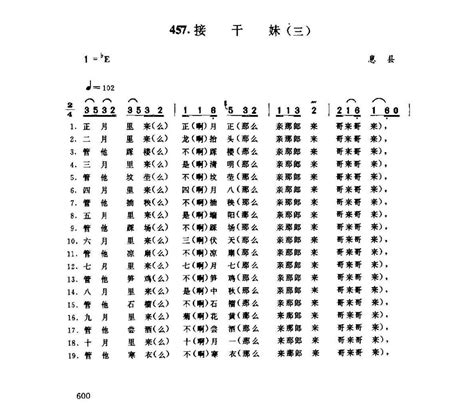 河南民间歌曲简谱 小调《接干妹 三》息县民歌乐谱乐器资源网