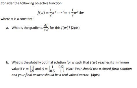 Consider The Following Objective Function