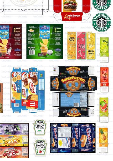 Printable Food Packaging For Miniature Dollhouse 1 6 Scale