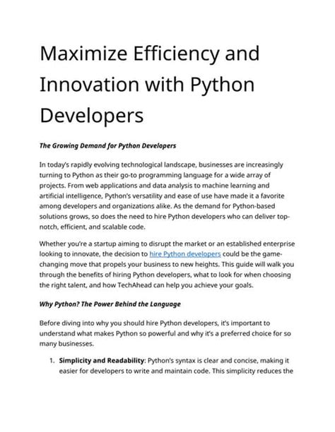 Why Hire Python Developers Key Benefits For Your Business Pdf