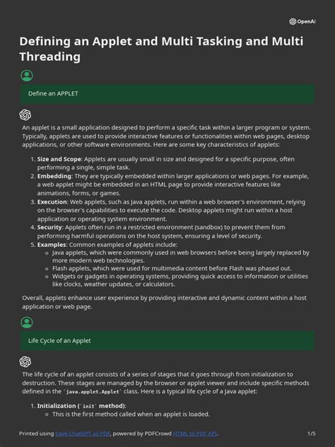 Defining An Applet And Multi Tasking And Multi Threading Pdf Thread