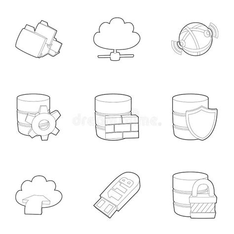 Big Data Icons Set Outline Style Stock Vector Illustration Of Info