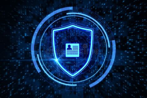 Abstract Glowing Shield With Document Icon On Dark Binary Code