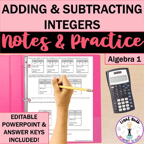 Integer Addition And Subtraction Guided Notes And Worksheets Editable Light Bulb Moments In Math