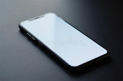 Sleek Black Mobile Blank Screen Power Button Visible Screen Application Stock Illustration