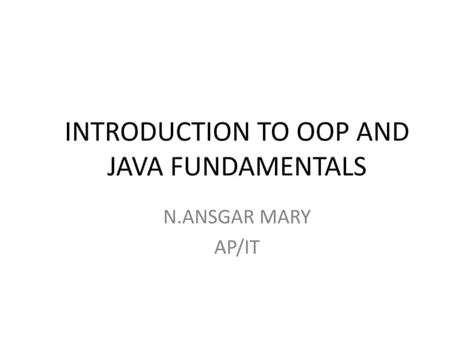 Introduction To Oop And Java Fundamentals Ppt