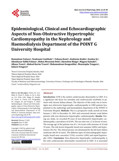Pdf Epidemiological Clinical And Echocardiographic Aspects Of Non Obstructive Hypertrophic
