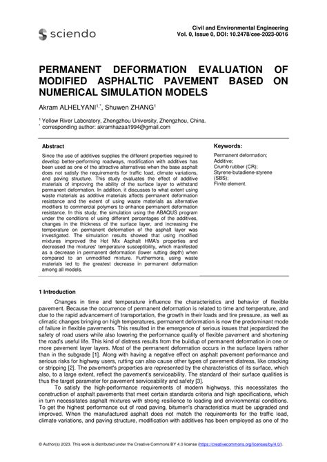 Pdf Permanent Deformation Evaluation Of Modified Asphaltic Pavement Based On Numerical