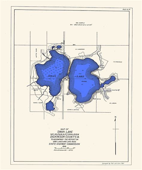 1916 Map Of Swan Lake Dickinson County Iowa Etsy