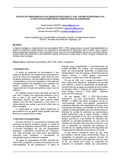 Artigo Arquitetura Risc Cisc Pdf Download Grátis Pdf Eletrônicos