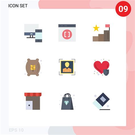 Group Of 9 Modern Flat Colors Set For User Flour Sack Development Flour