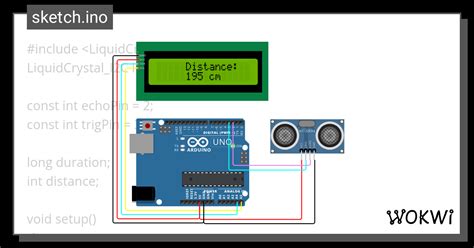 Ultrasonic Lcd 16x2 Display Distance Wokwi Esp32 Stm32 Arduino