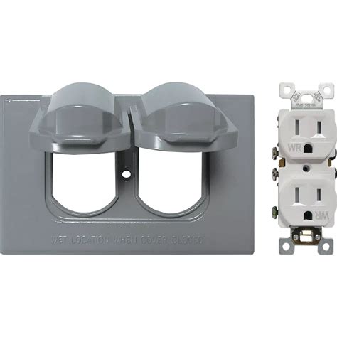 Southwire Single Gang Horizontal Gray Weatherproof Cover With Duplex