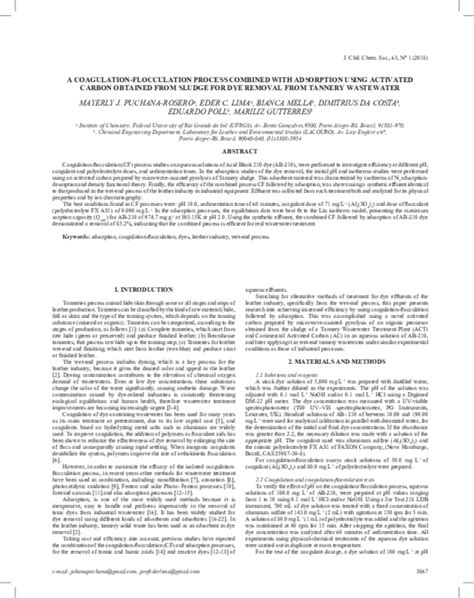 Pdf A Coagulation Flocculation Process Combined With Adsorption Using Activated Carbon
