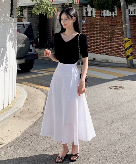 클래식블랑 🧊시원소재 피에나 여름 하객룩 리본 허리끈 바스락 플레어 롱 스커트