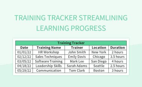 Free Training Tracker Templates For Google Sheets And Microsoft Excel Slidesdocs