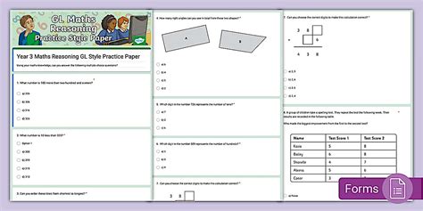 Year 3 Maths Reasoning Gl Style Practice Paper Twinkl