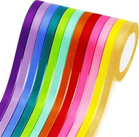 Polyester Satin Ribbon Set12 Colours 10mm X 22 Meters Fabric Ribbons