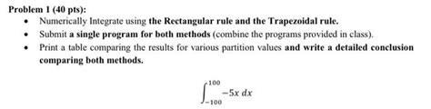 solved problem 1 40 pts numerically integrate using the