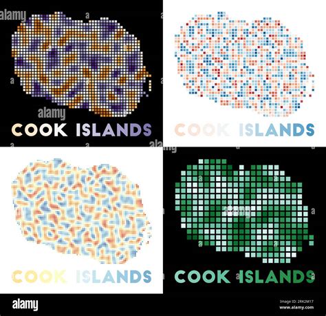 Collection Of Maps Of The Cook Islands In Dotted Style Borders Of The