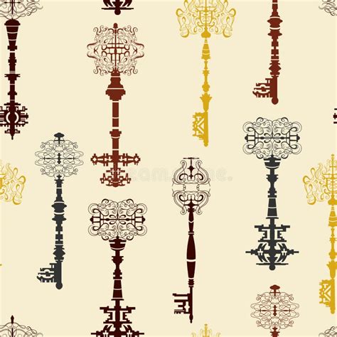 Set Of Antique Keys Seamless Pattern Stock Vector Illustration Of Decorative Damask 57452875