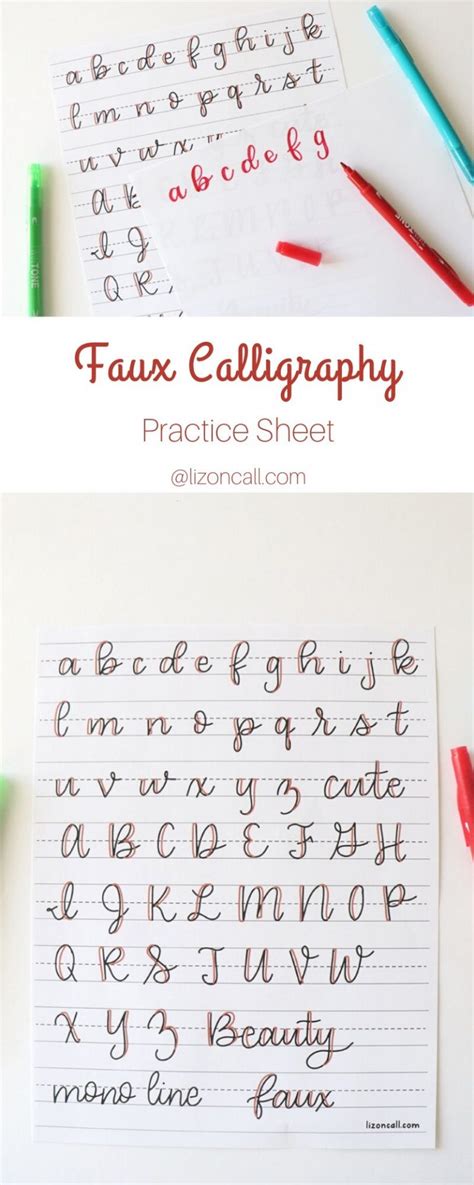 Faux Calligraphy Practice Sheet