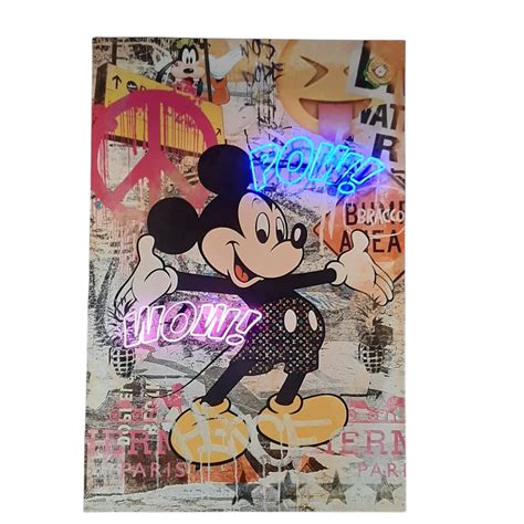 Mickey Mouse With Pow And Wow Neon Light Lamp For Sale At Pamono