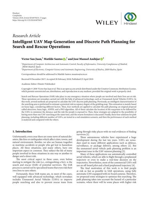 PDF Intelligent UAV Map Generation And Discrete Path Planning For Search And Rescue Operations