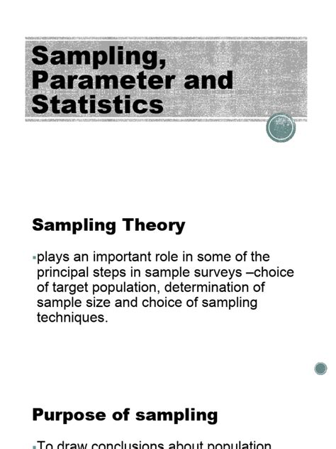 Random Sampling Parameter And Statistics Pdf Sampling Statistics