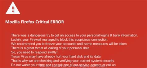 How To Remove Mozilla Firefox Critical Error Red Screen Virus