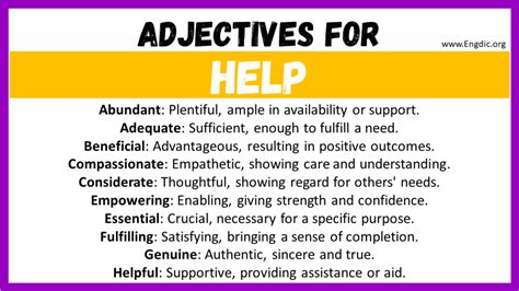 20 Best Words To Describe Help Adjectives For Help Engdic