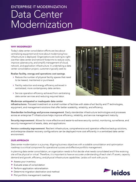 Fs Enterprise It Data Center Modernization Leidos Pdf Data Center