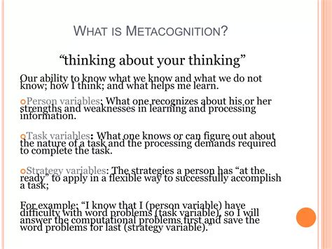 Metacognition Pptx Educational Assessment Education