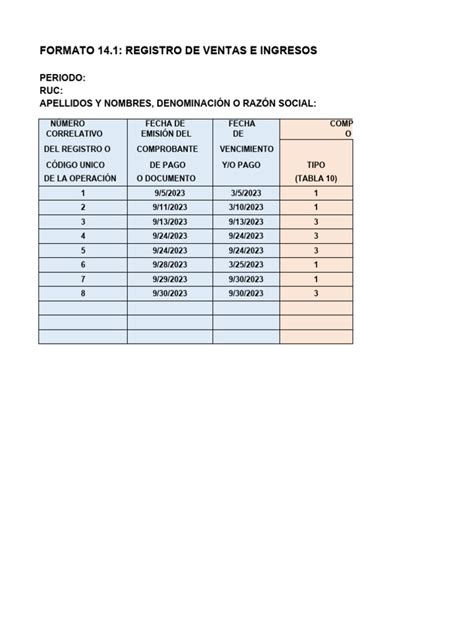 Registro De Ventas Pdf