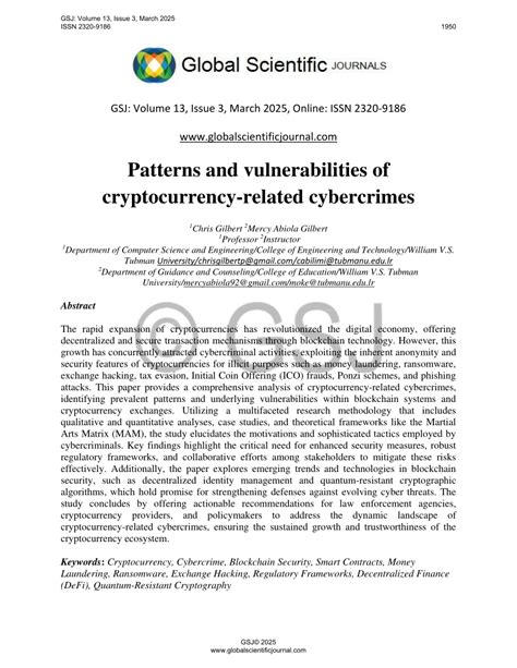 Pdf Patterns And Vulnerabilities Of Cryptocurrency Related Cybercrimes