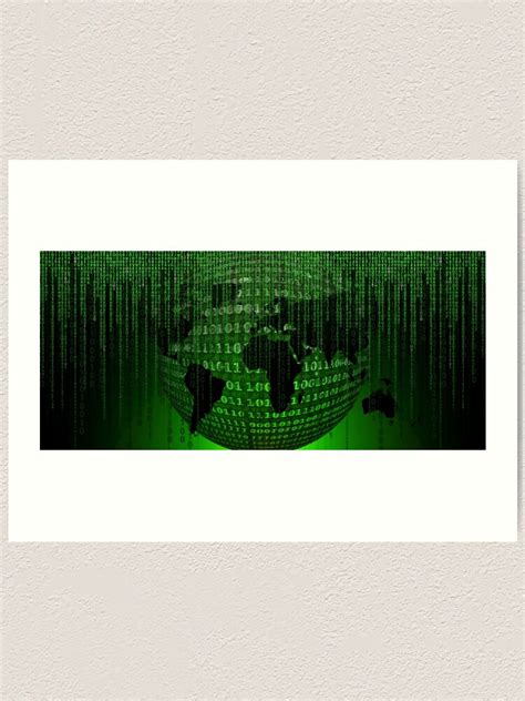 Binary Coding Neon Geometric Abstract The Matrix Of World Map