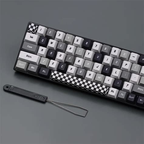 블랙 앤 화이트 체크 무늬 키캡 체리 프로파일 키 캡 151 Pbt 승화 61 68 84 87 100 기계식 키보드에 적합 Aliexpress