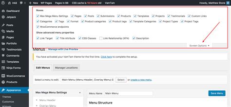 vamtam elementor themes how to manage theme navigation menus and