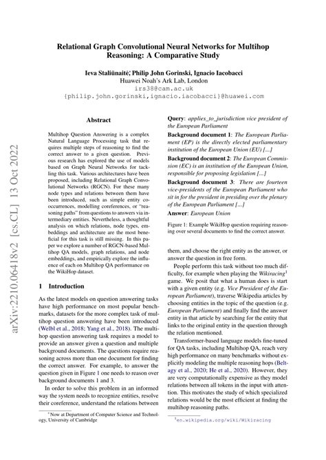 PDF Relational Graph Convolutional Neural Networks For Multihop Reasoning A Comparative Study