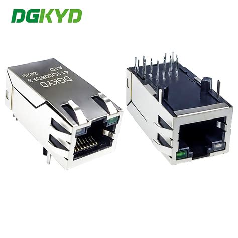 Rj45 Single Port Filter Network Connector With Light And Shielding Pbt Dgkyd411q008df3a1d