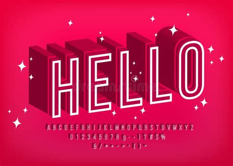 Modern 3d Font Hello Outline Alphabet For Poster Design Vector Stock