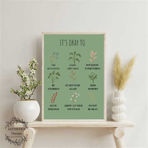Its Okay To Self Care Art Mental Health Art Digital Mindfulness Poster Healing Therapy Wall Art