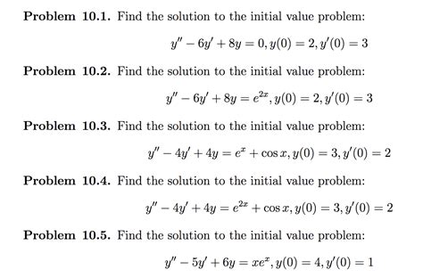 Solved Problem 10 1 Find The Solution To The Initial Value