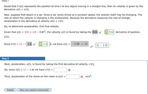 Solved Step 1recall That If S T ﻿represents The Position At