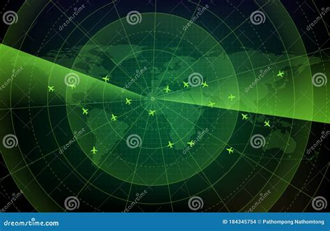 Background Of Futuristic Technology Screen Scan Flight Radar Airplane