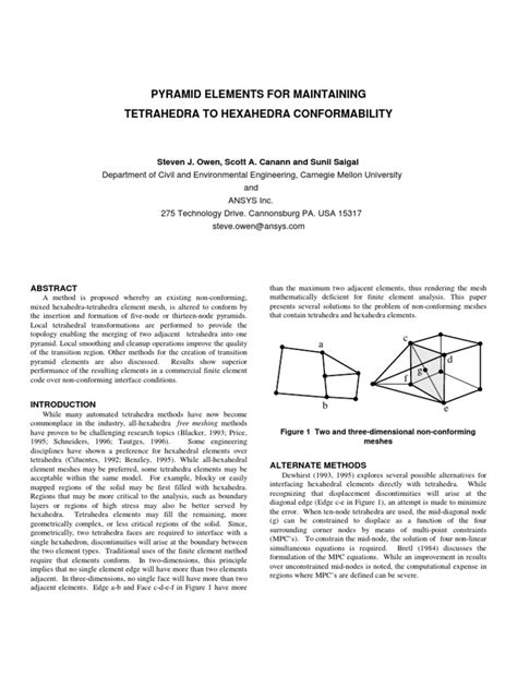 Pyramid Elements For Maintaining Tetrahedra To Hexahedra Conformability Pdf Tetrahedron Pyramid Elements For Maintaining Tetrahedra To Hexahedra Conformability Pdf Tetrahedron